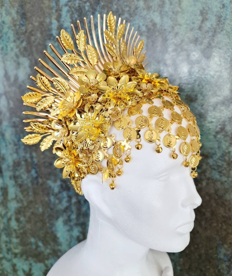 Golden Metal Chain Headpiece , Belly-dancing Headdress , Festival Crown ...