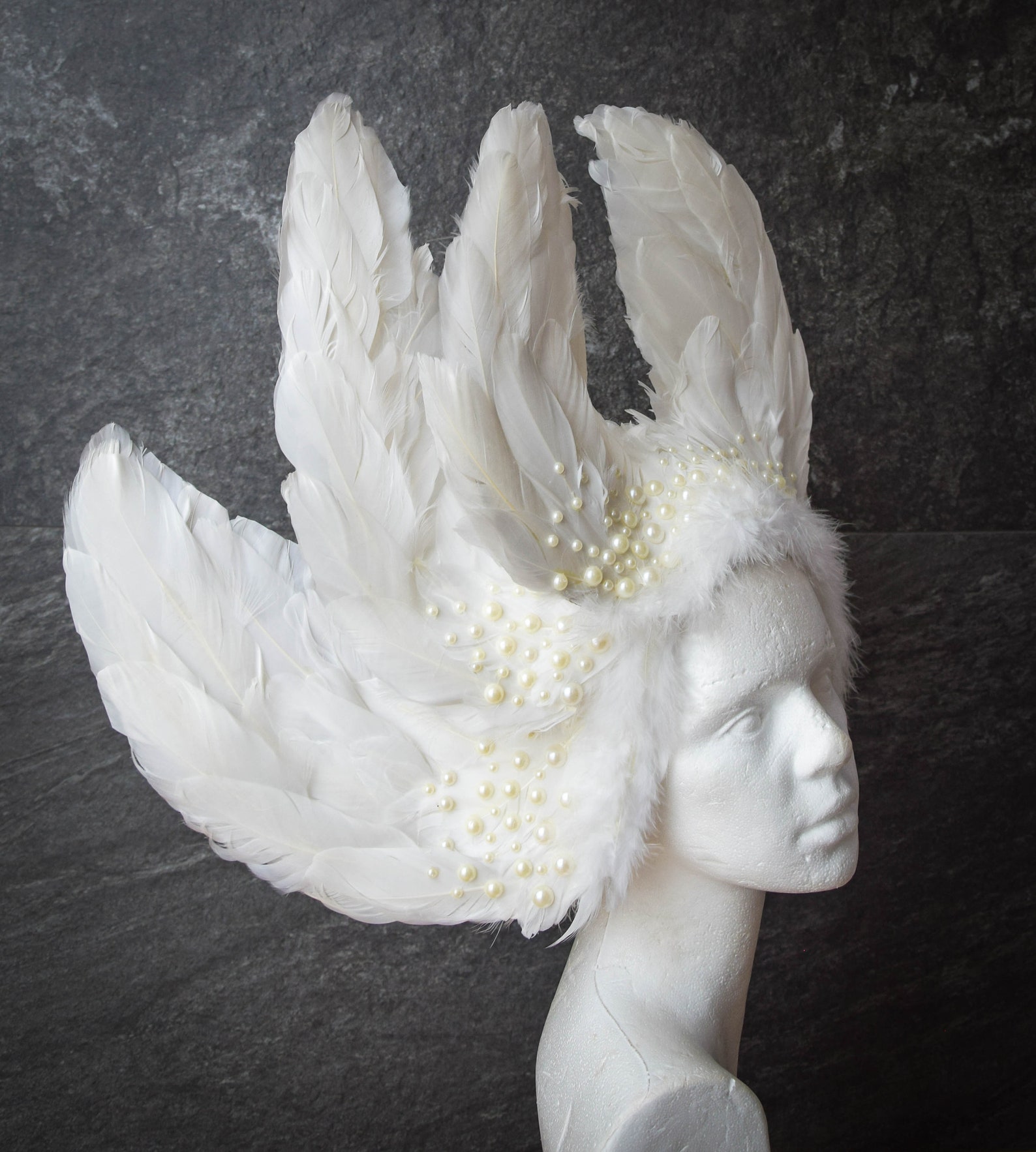Swan Princess Triple Wings Feather Crown, Seraphim Angel Headdress ...