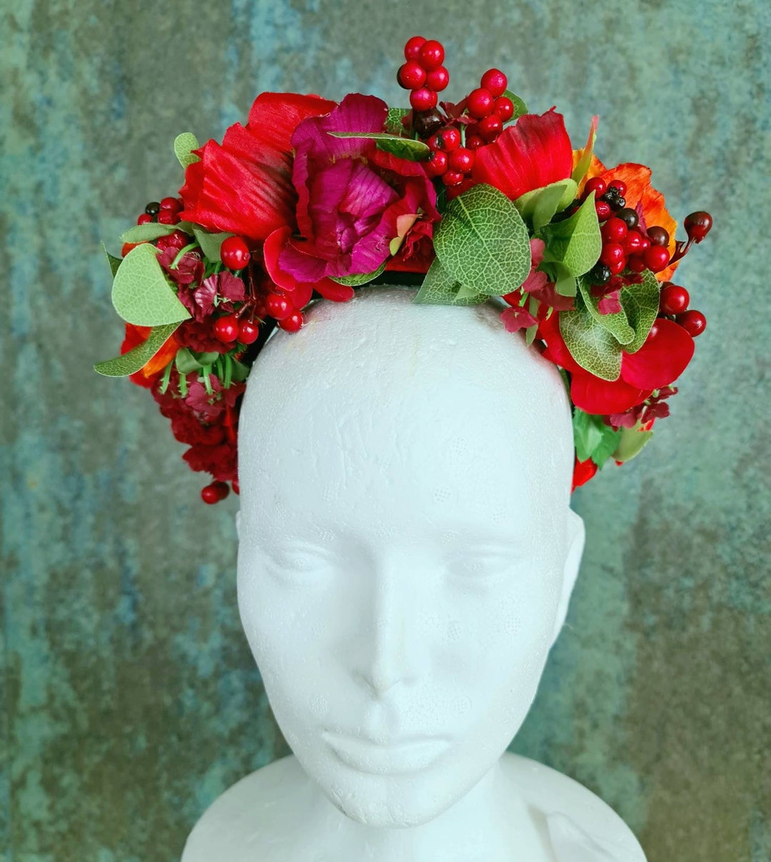 Rich Red Flower Berry Crown , Hen Party Bridesmaid Headband , Summer ...
