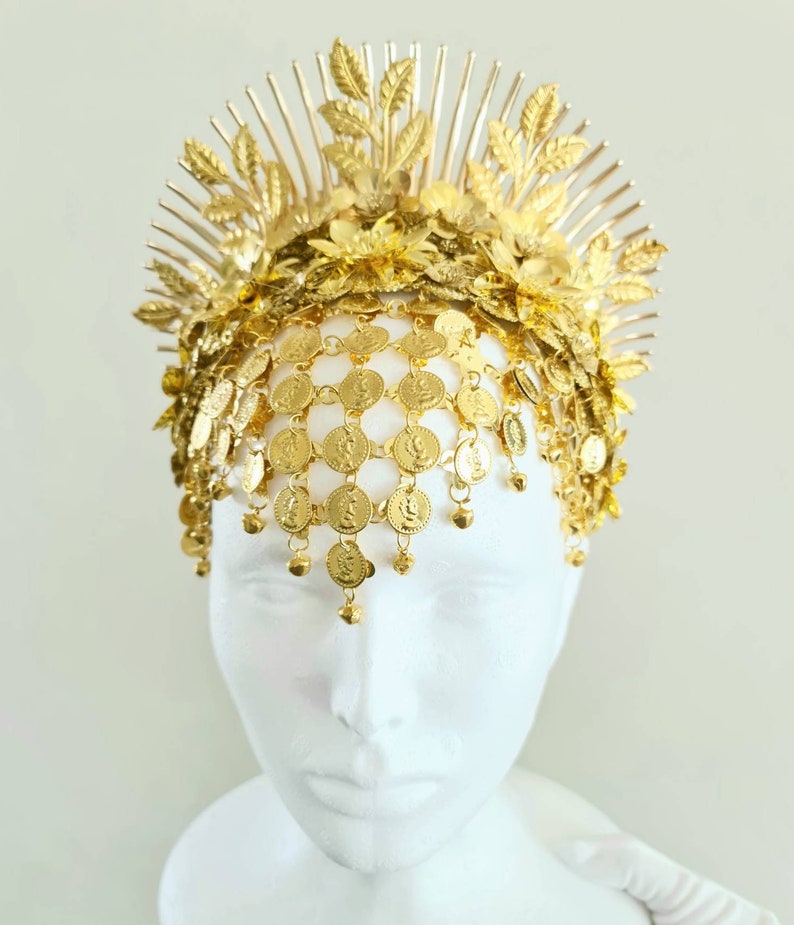 Golden Metal Chain Headpiece , Belly-dancing Headdress , Festival Crown ...