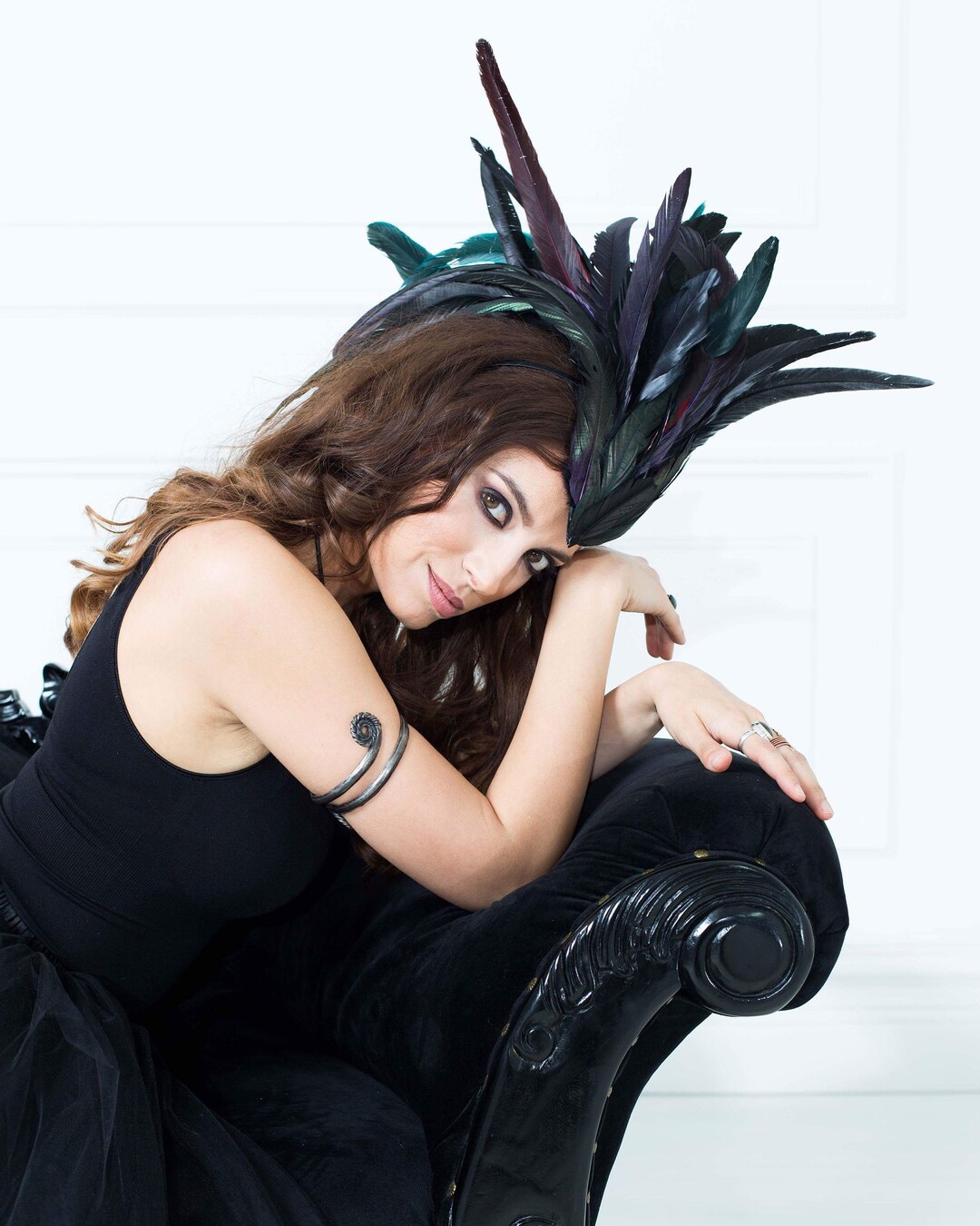 Dark Feather Mohawk, Gothic Halloween Headdress, Feather Crown ...