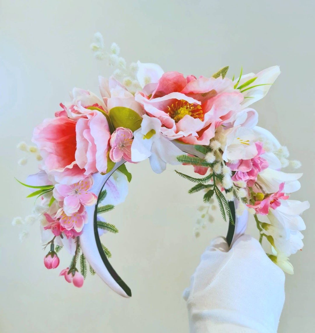 Spring Flower Crown , Fairy Headband , Slavic Costume Wreath, Magnolia ...
