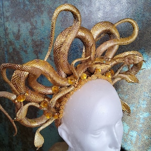 Custom Medusa Headdress, Golden Snake Crown, Goddess Headpiece - Etsy