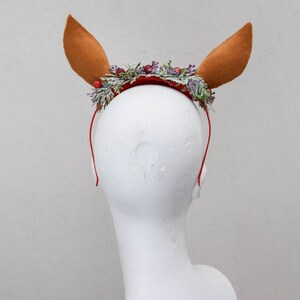 Christmas NYE Yule Headband, Winter Fawn Flower Berry Crown, Deer Ears ...
