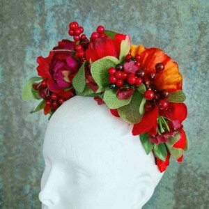 Rich Red Flower Berry Crown , Hen Party Bridesmaid Headband , Summer ...