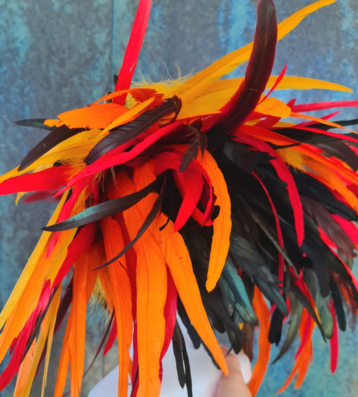 Fire Dragon Headpiece , Red and Yellow Dragon Feather Crown , Halloween ...