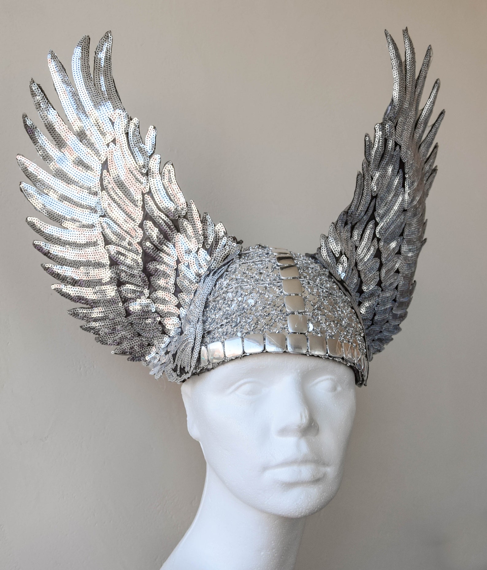 Winged Helmet Headpiece, Valkyrie Headdress, Mercury Helmet, Halloween ...