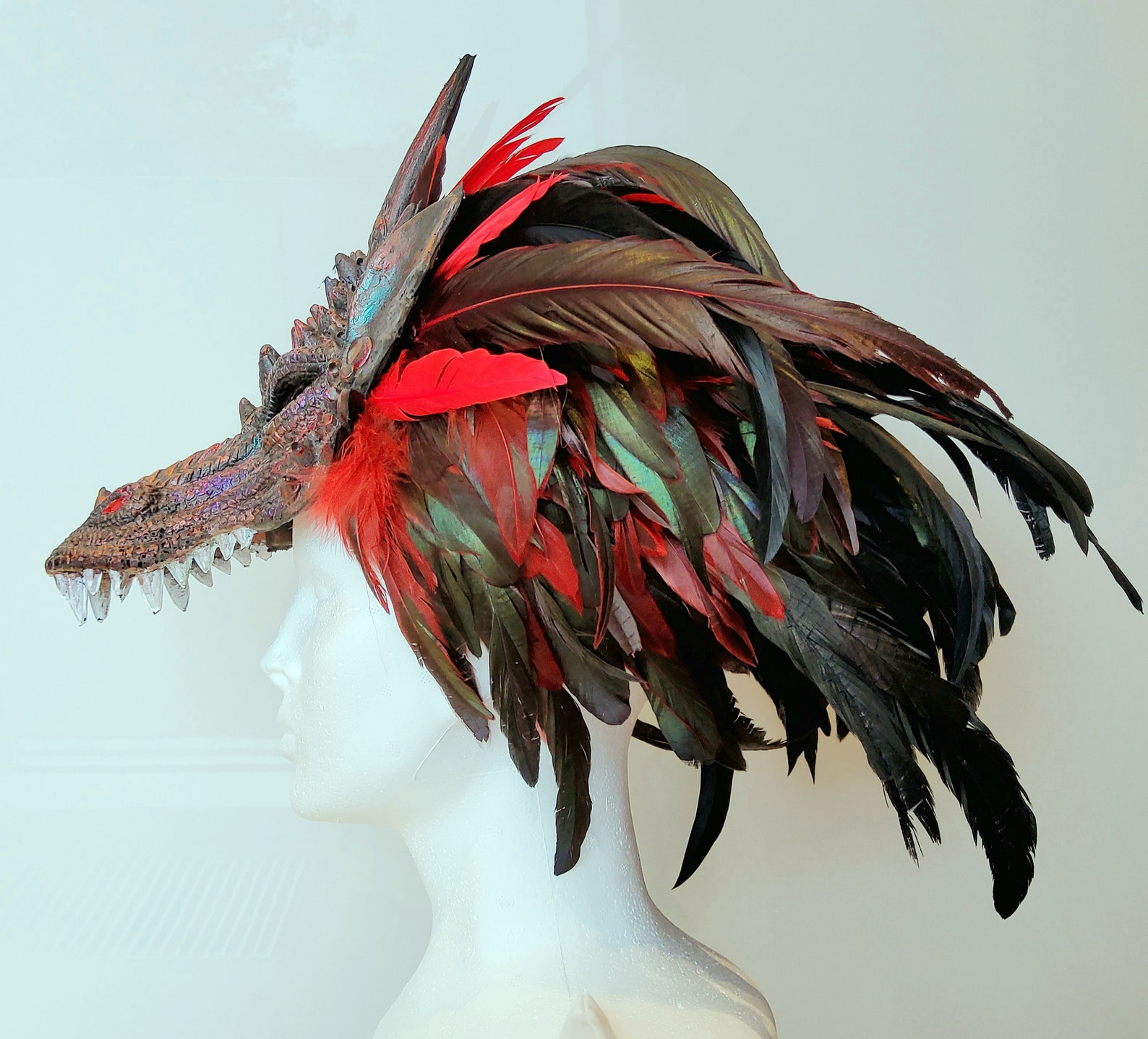 Dragon Head Crown Feather Headpiece Shaman Headdress - Etsy