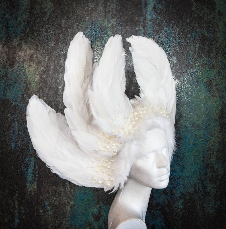 Swan Princess Triple Wings Feather Crown, Seraphim Angel Headdress ...