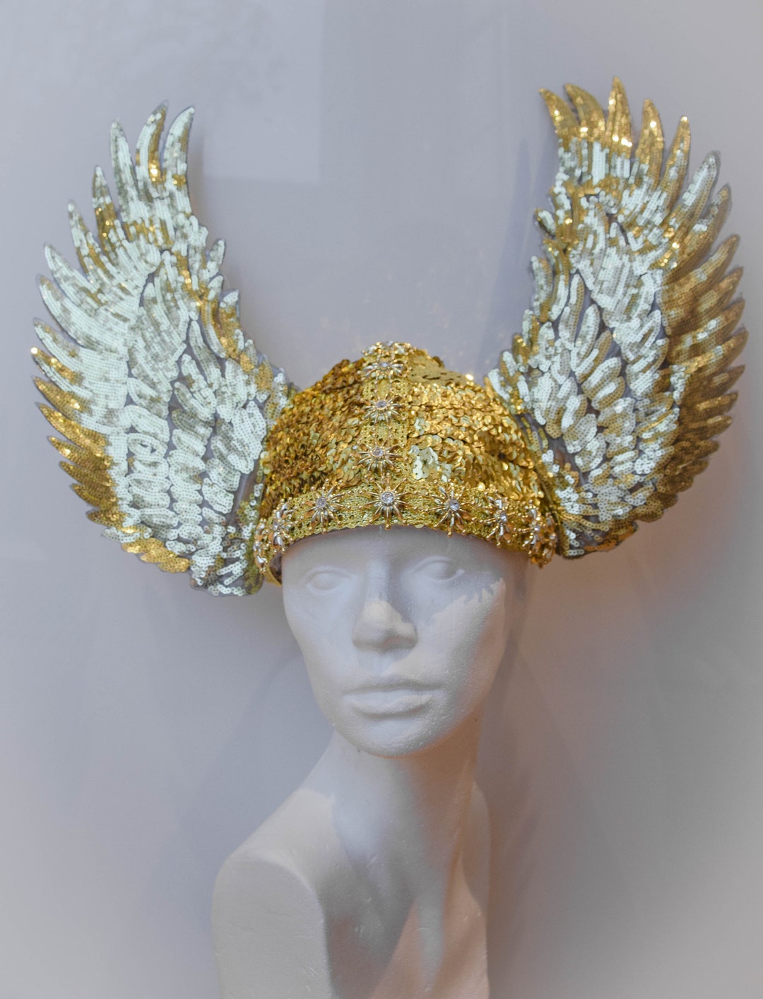 Men's Women's Winged Headdress Helmet, Headpiece, Hermes Mercury ...