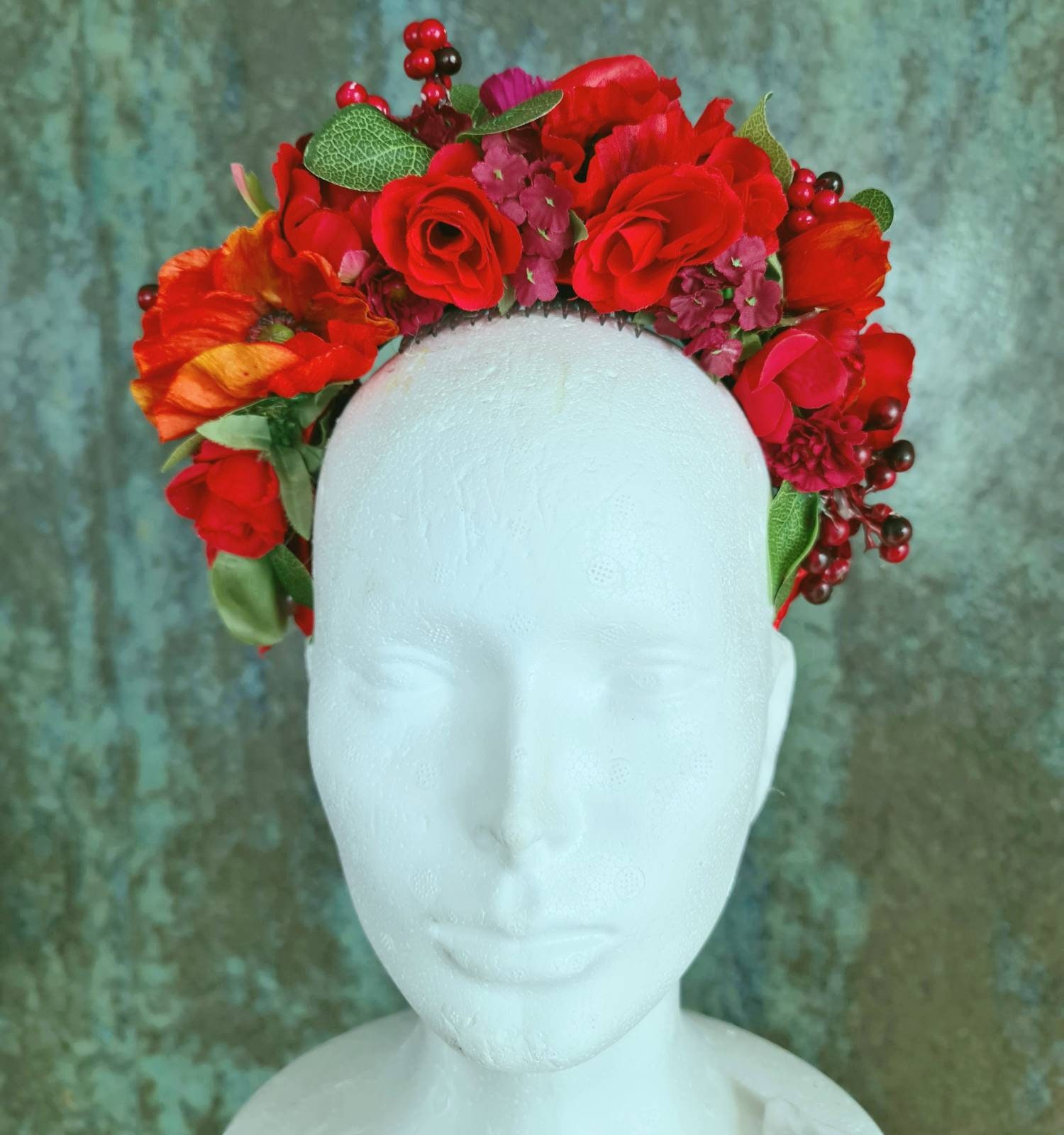 Rich Red Flower Berry Crown Hen Party Bridesmaid Headband - Etsy