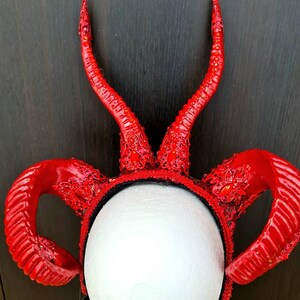 Red Double Horns Headpiece , Vampire Crown , Halloween Costume ...