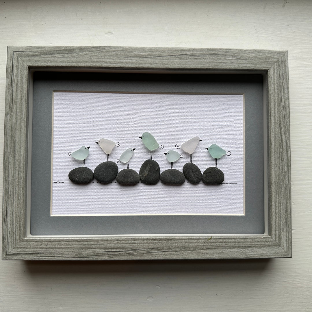 Sea Glass Seven Birds Family Picture Pebble Art - Etsy