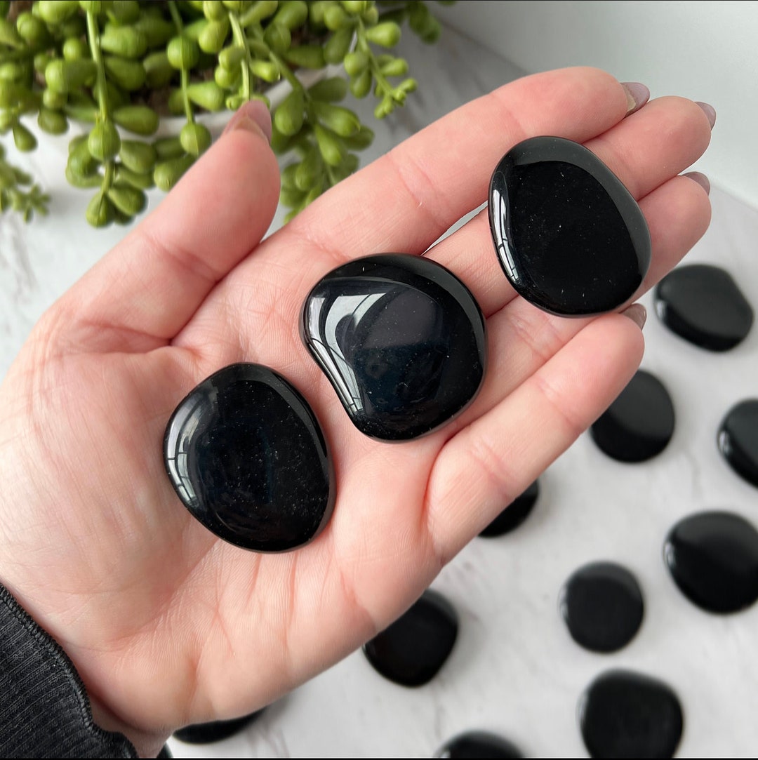 Black Obsidian Worry Stone - Root Chakra - Base Chakra - Etsy