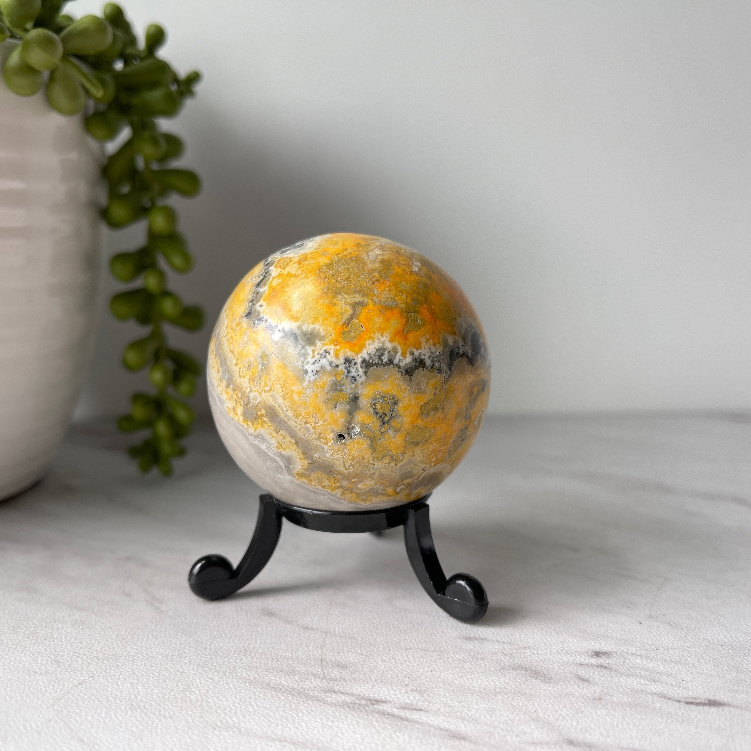 Bumble Bee Jasper Sphere on Cute Stand - Etsy