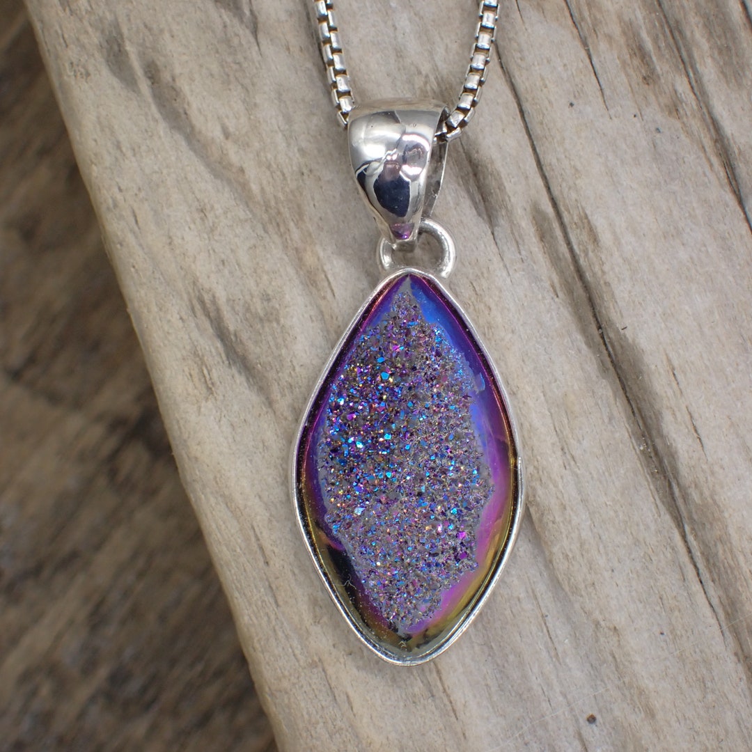 Titanium Plated Quartz Sterling Silver Pendant - Etsy