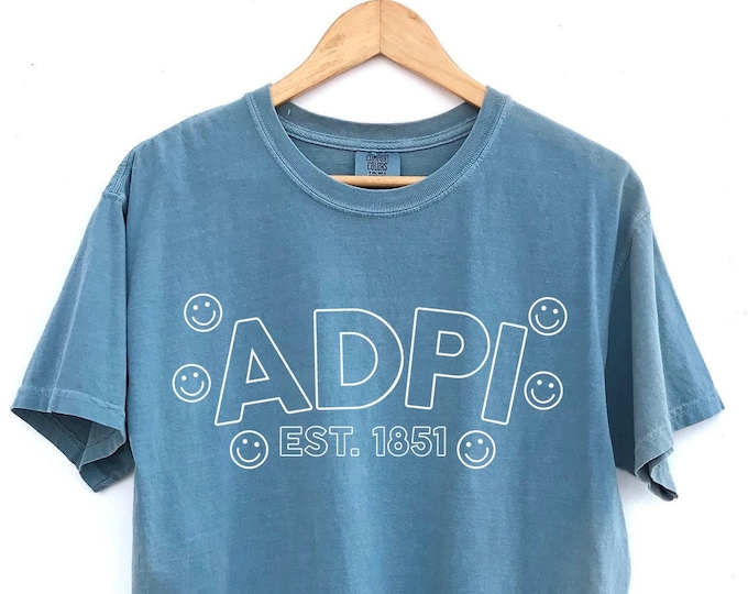 Alpha Delta Pi Shirt // Adpi Bubble Smiley Tee // Adpi - Etsy