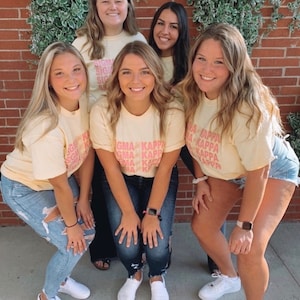 Alpha Xi Delta // Axid // Pink and Yellow Peace Sorority Shirt ...