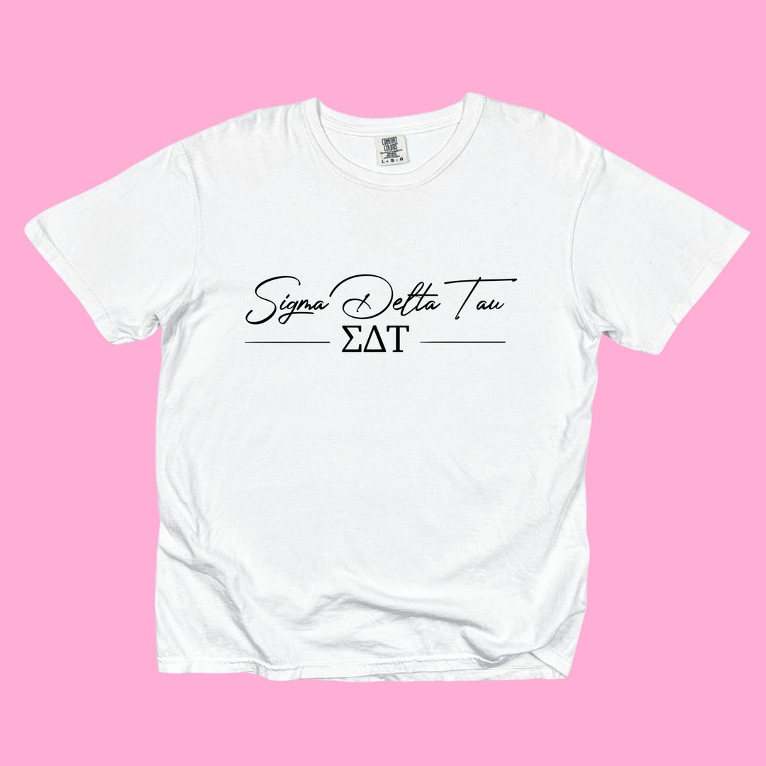 Sigma Delta Tau Shirt // SDT Greek Letters and Script Tee // Sorority ...