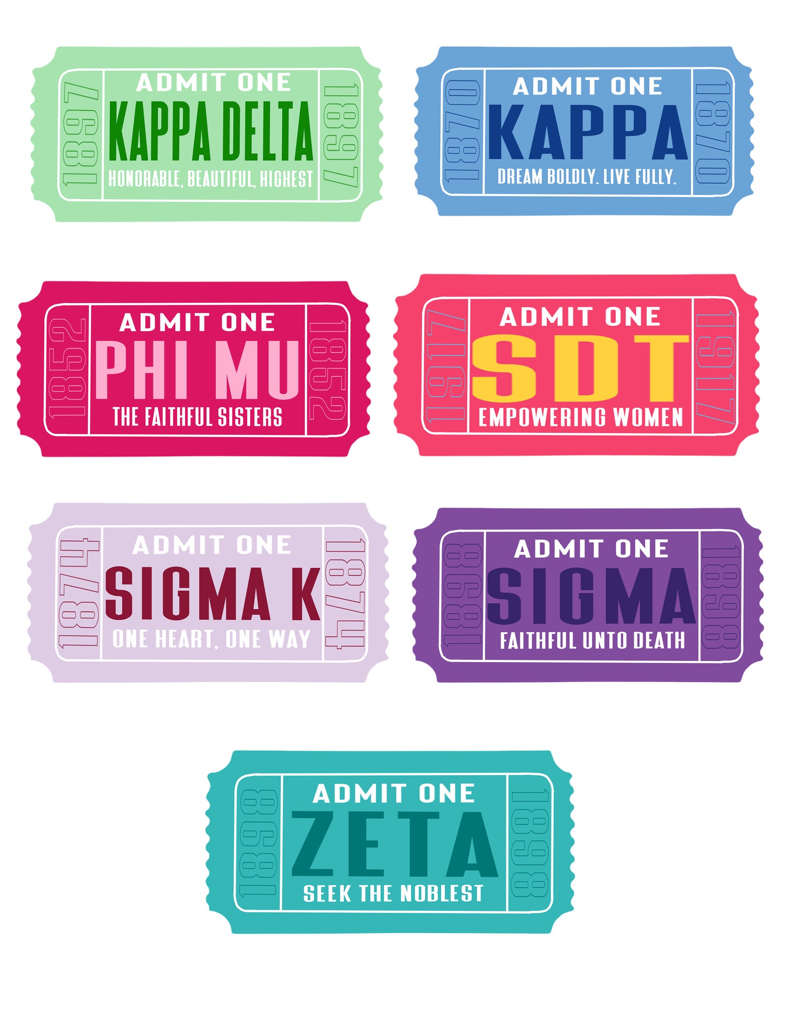 Admit One Ticket Sorority Sticker // Greek Sticker // Sorority - Etsy