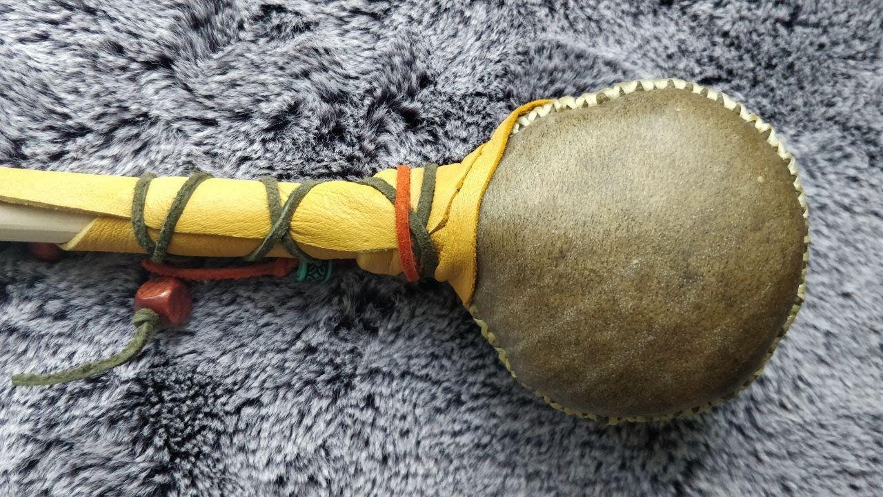 Authentic Shamanic Shaman Wood Leather & Bead Wolf Rattle From - Etsy