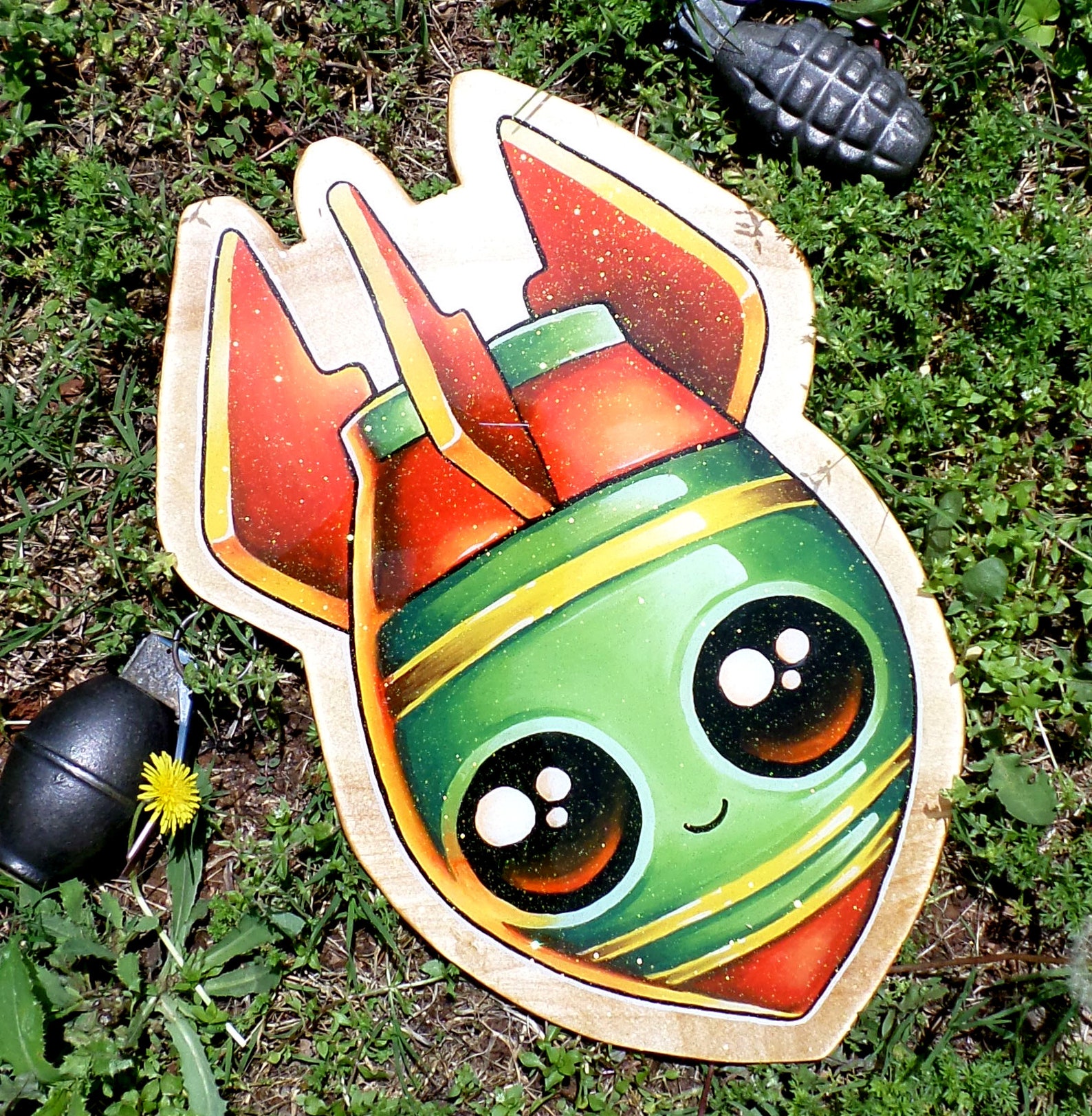 CUTE NUKES Original Ary Atom Bomb Art Nuclear Warhead Art Resin Wood ...