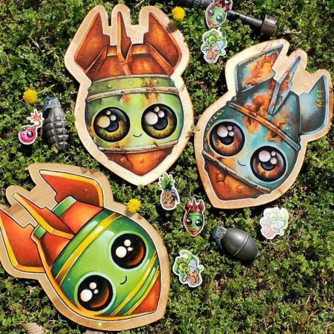 CUTE NUKES Original Ary Atom Bomb Art Nuclear Warhead Art Resin Wood ...