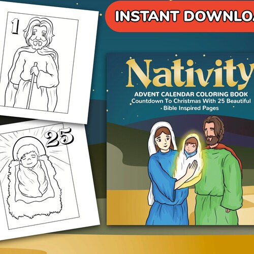 Nativity Coloring Kids Advent Calendar Christmas Coloring - Etsy
