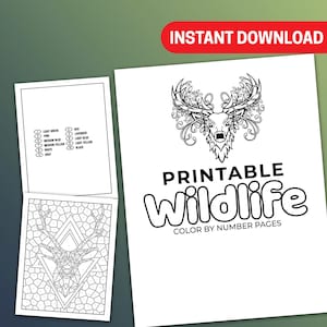 Printable Wildlife Color by Number Pages - Instant Download Majestic ...