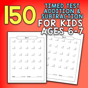 BEST VALUE 150 Printable Addition and Subtraction Math Worksheets Grade ...