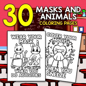 BEST VALUE Printable 30 Cute Animals Wearing Masks Coloring Pages ...