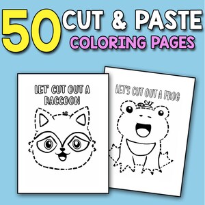BEST VALUE Cut, Paste & Color Workbook for Kids – 50 Printable Cut ...