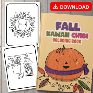 BEST VALUE Fall Kawaii Chibi Coloring Book - Instant Download Relaxing ...