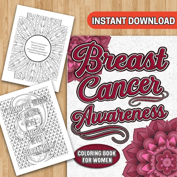 Breast Cancer Awareness Coloring Pages - Etsy