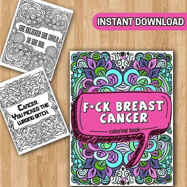 Breast Cancer Awareness Coloring Pages With Quotes - Etsy