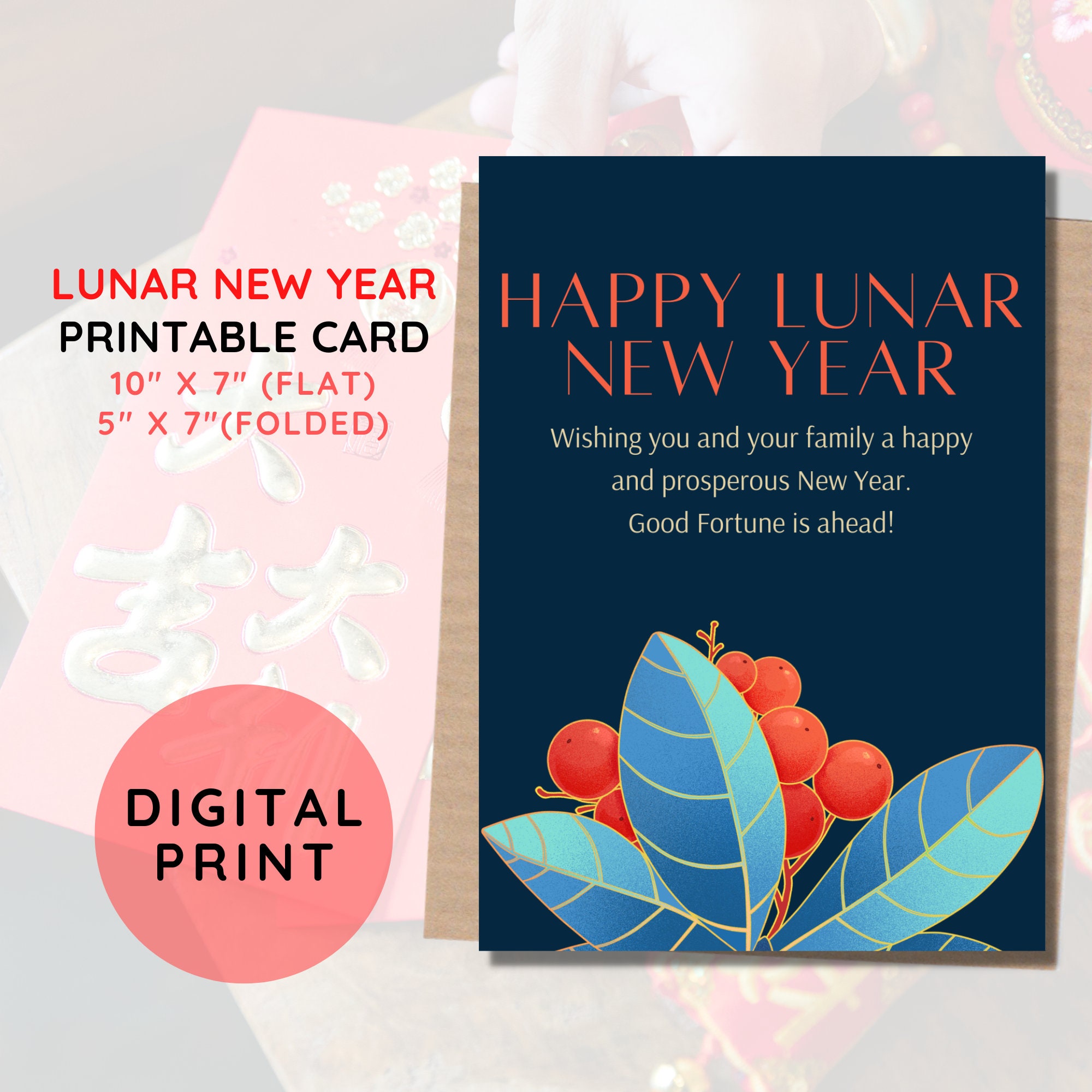 BEST VALUE Chinese New Year Card Printable Instant Download Lunar New ...