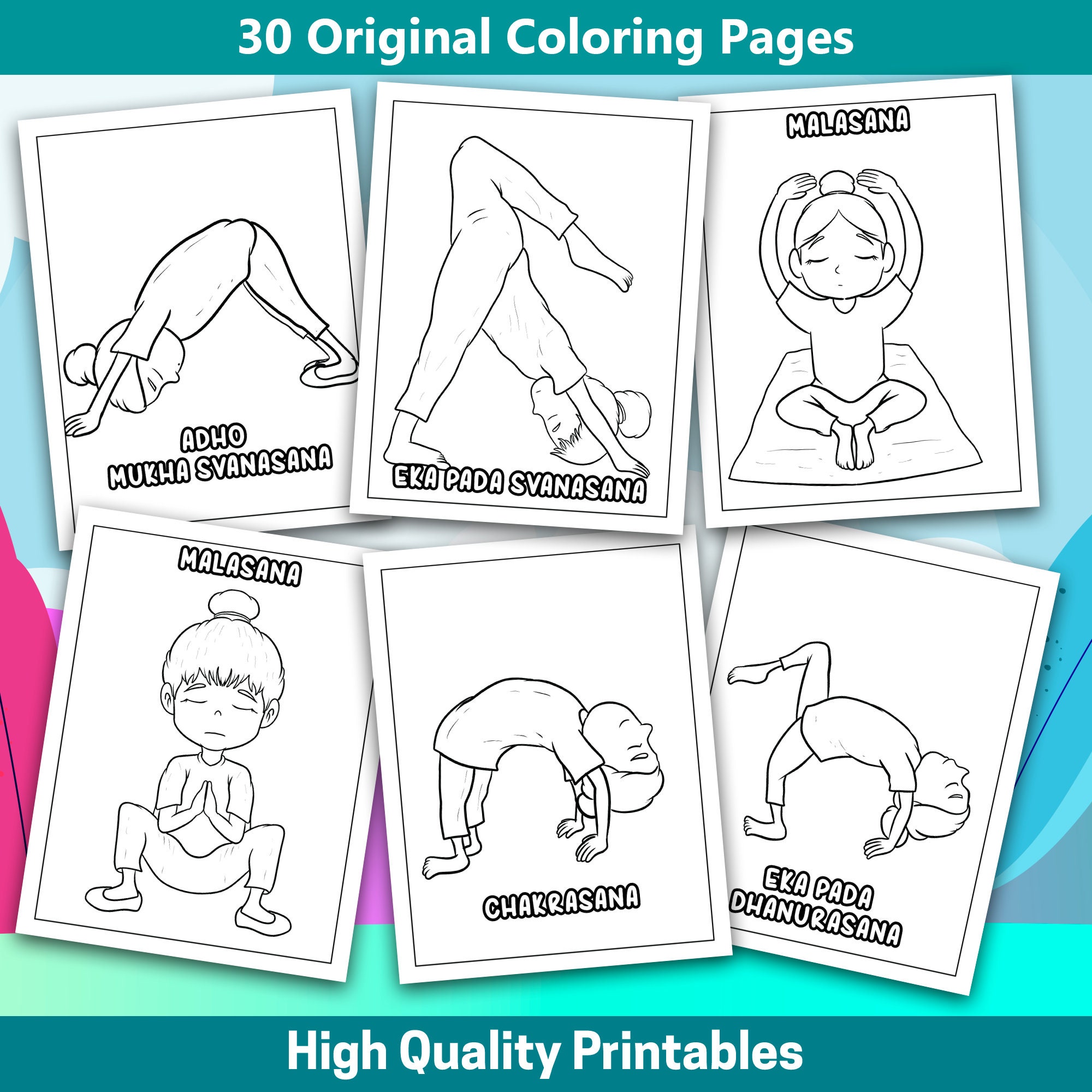 BEST VALUE 30 Yoga Book for Kids Instant Download Coloring - Etsy