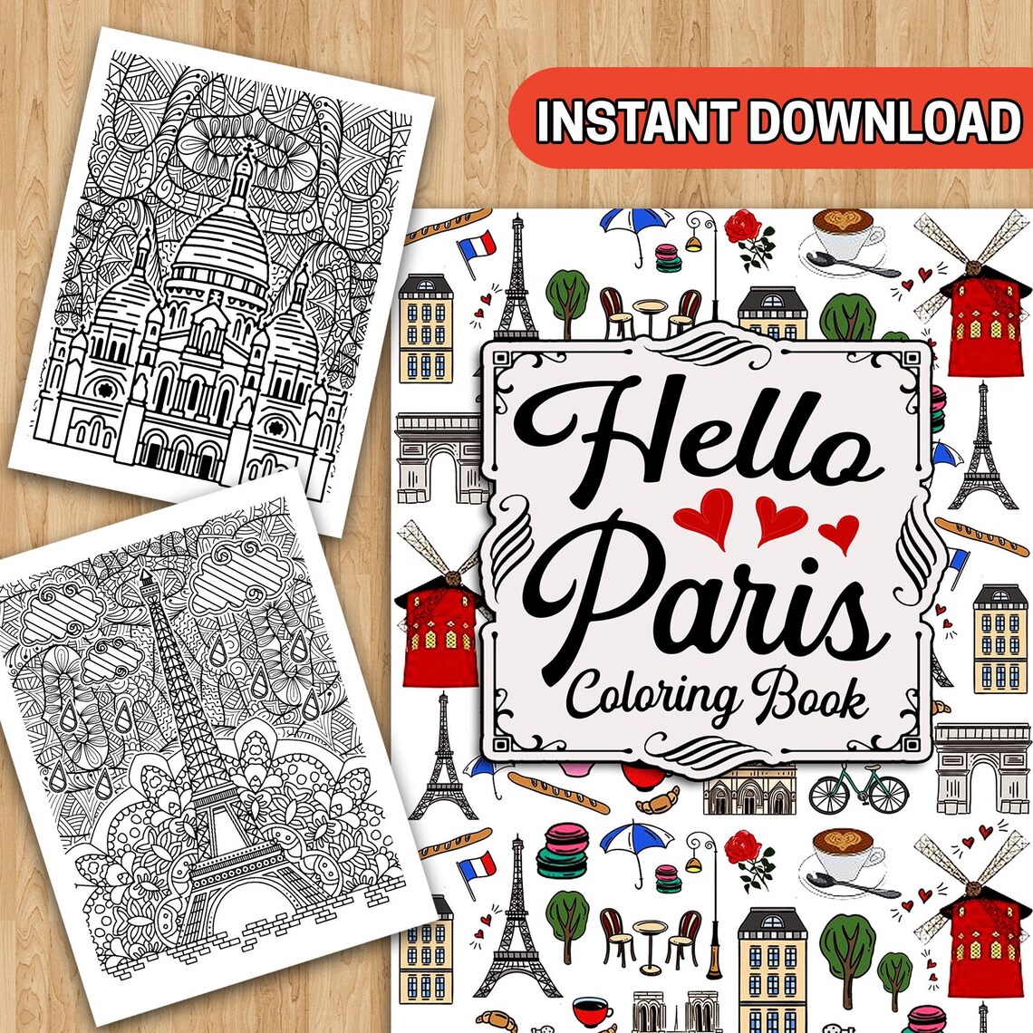 BEST VALUE Hello Paris Coloring Book Instant Download - Etsy