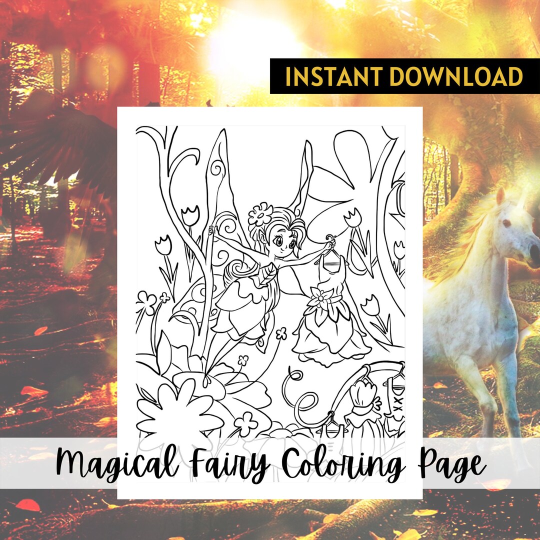 BEST VALUE 1 Cute Kawaii Fairy Coloring Page Instant Download Large ...