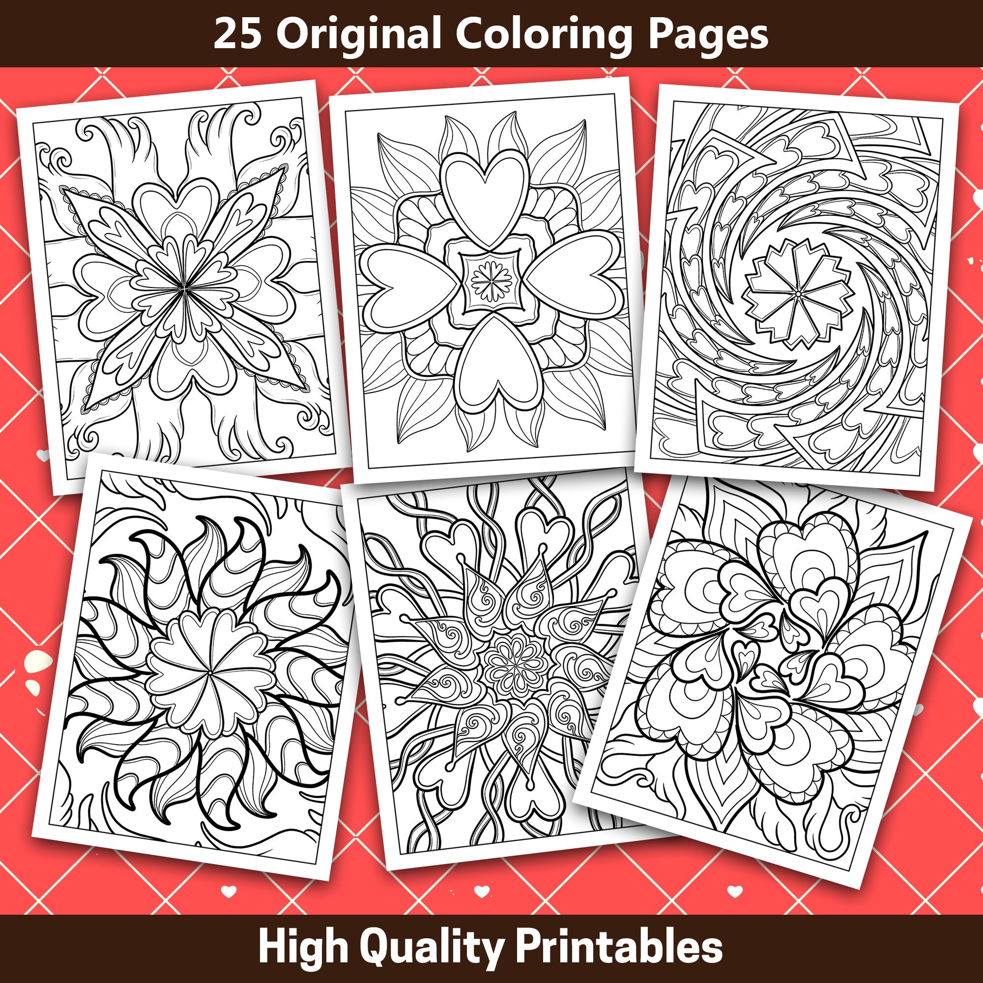 BEST VALUE 25 Happy Valentine's Day Heart Patterns Coloring Book for ...