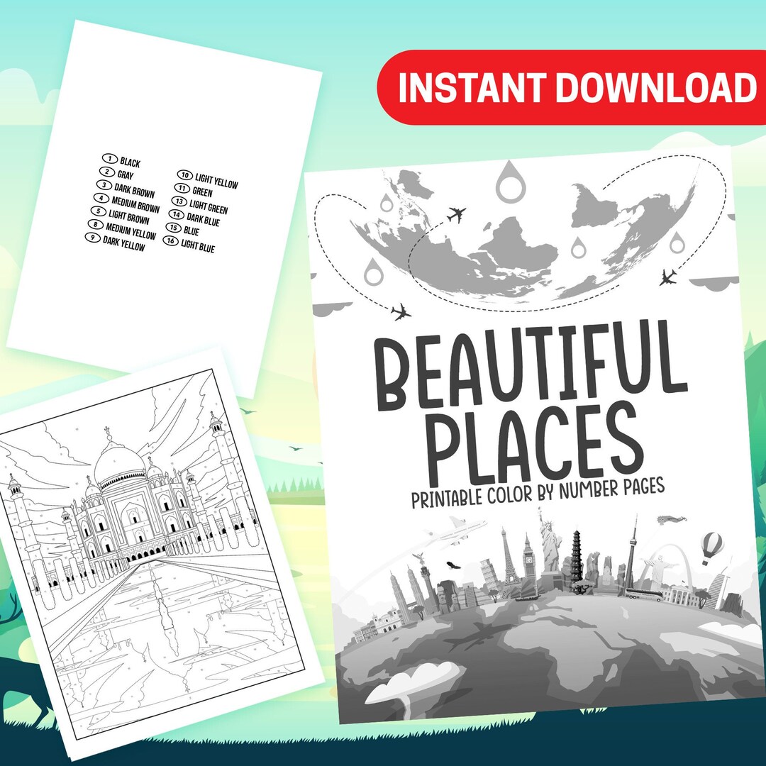 BEST VALUE Beautiful Places Printable Color by Number Pages - Instant ...