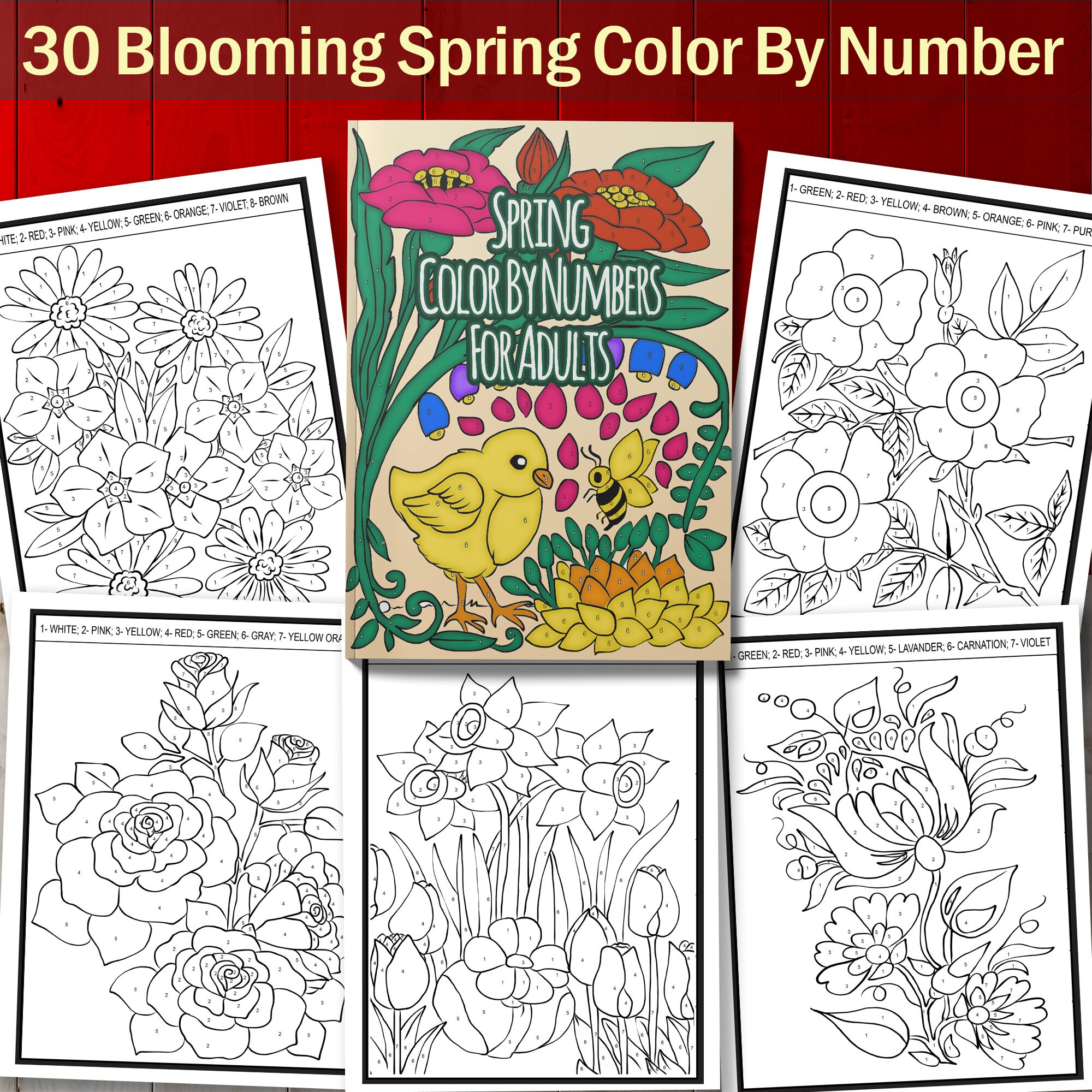 BEST VALUE Spring Color by Numbers for Adults - Instant Download ...