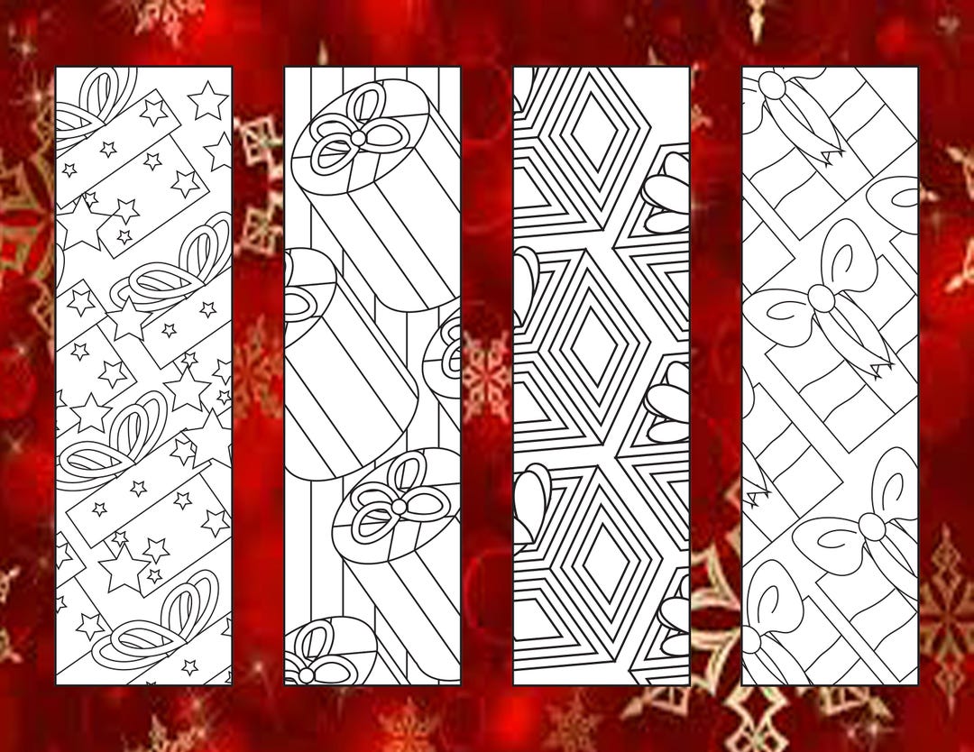Christmas Coloring Bookmarks - Christmas Bows in Different Gifts ...