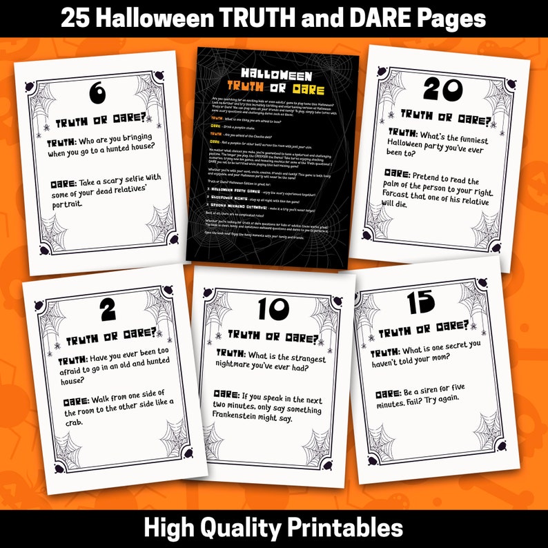 BEST VALUE 25 Halloween Truth and Dare Pages for Kids Printable PDF ...