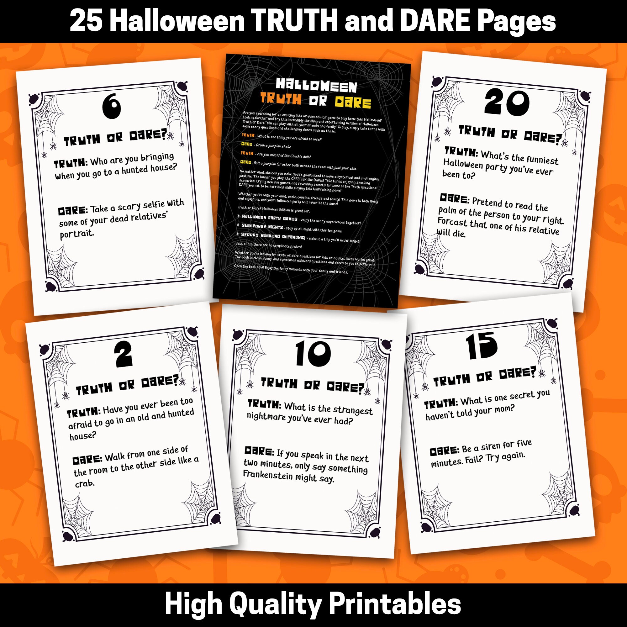 BEST VALUE 25 Halloween Truth and Dare Pages for Kids Printable PDF ...