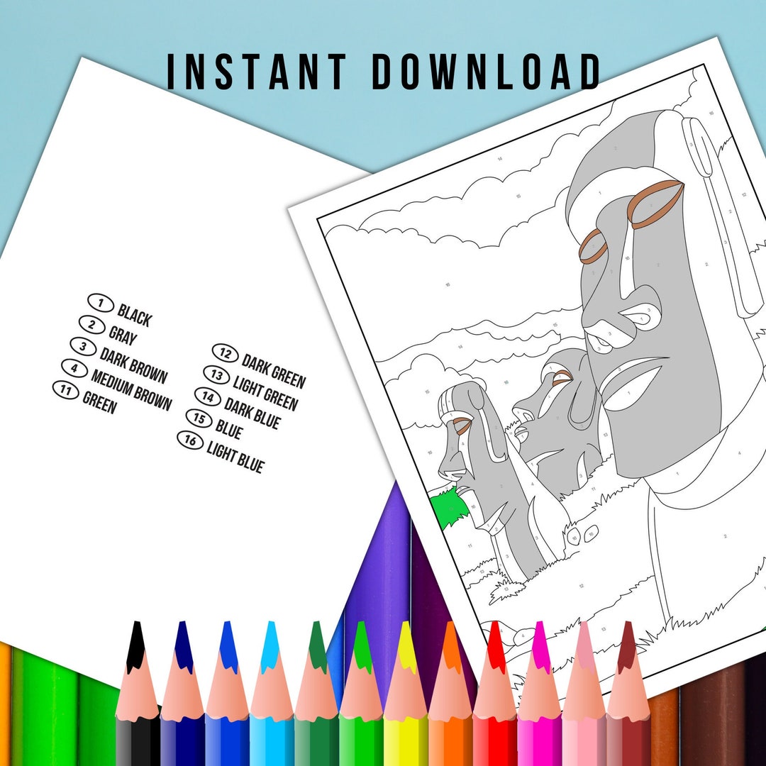 BEST VALUE Moai, Chile Coloring Page - Instant Download World Travel ...