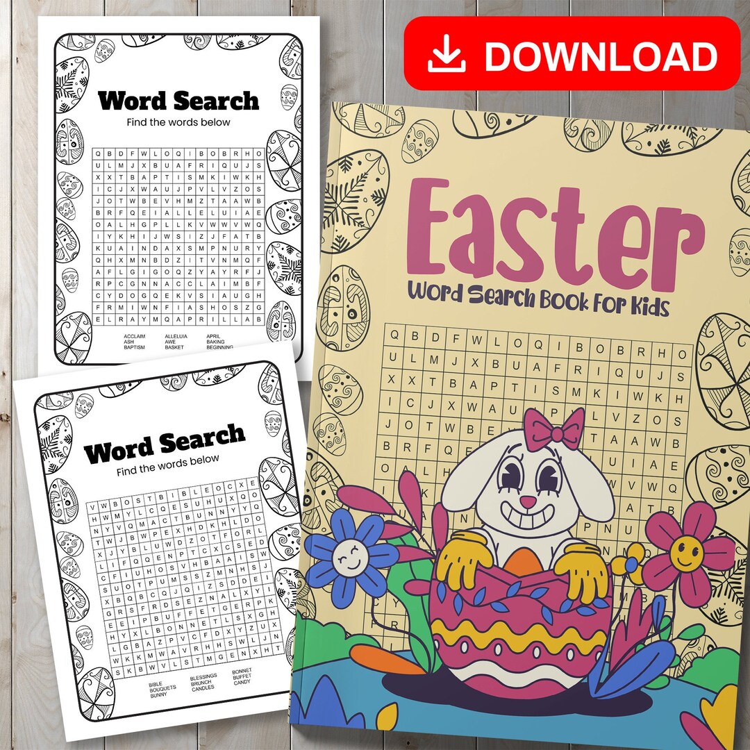 BEST VALUE! Easter Word Search Book for Kids -instant Download Large ...