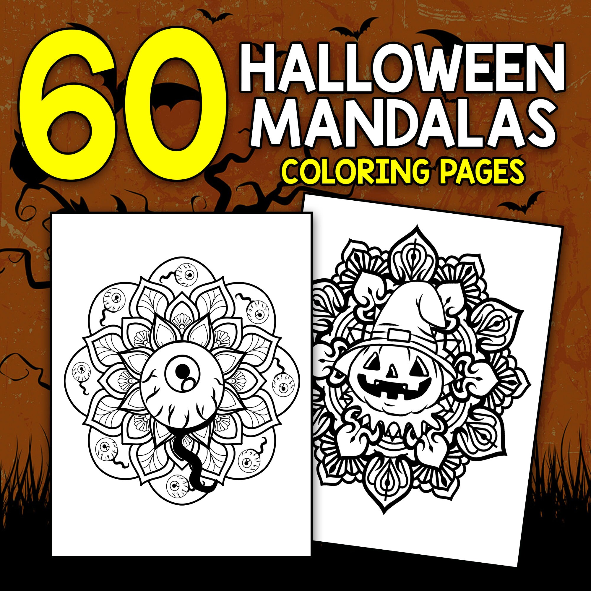 BEST VALUE 60 Halloween Mandala Coloring Pages Instant - Etsy