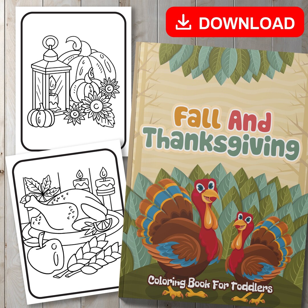 BEST VALUE Fall and Thanksgiving Coloring Book for Toddlers - Instant ...