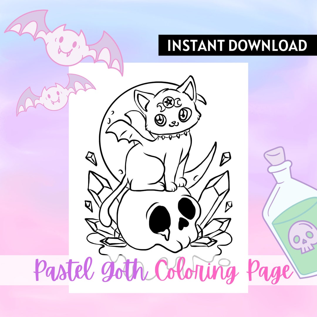 BEST VALUE Pastel Goth Creepy Kawaii Coloring Page - Instant Download ...